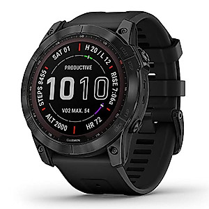 PlayBetter Garmin Fenix 7X Sapphire Solar (Black DLC Titanium) Multisport GPS Smartwatch Gift Box Bundle - Training, Sleep/Health Tracking - includes Screen Protectors, Adapter, Charger & Case