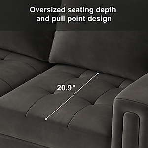 Belffin Velvet Modular Loveseat Sofa Couch 2 Seater Sofa Love Seats for Small Space Grey