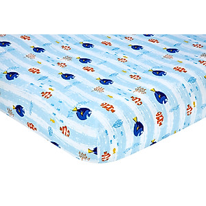 Disney Finding Dory 4 Piece Toddler Bedding Set, Blue/Orange/Yellow