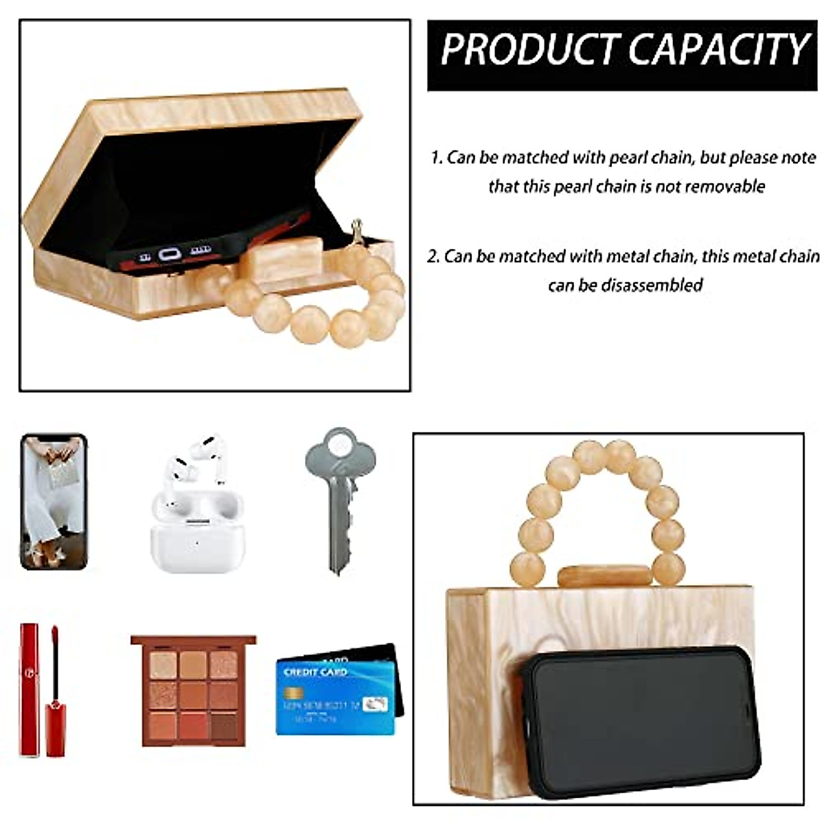 Buric Women Acrylic Clutch Purse Leopard Print Evening Bag Chain Formal Handbag Party Bridal Wedding Clutch Purse for Women (Apricot)