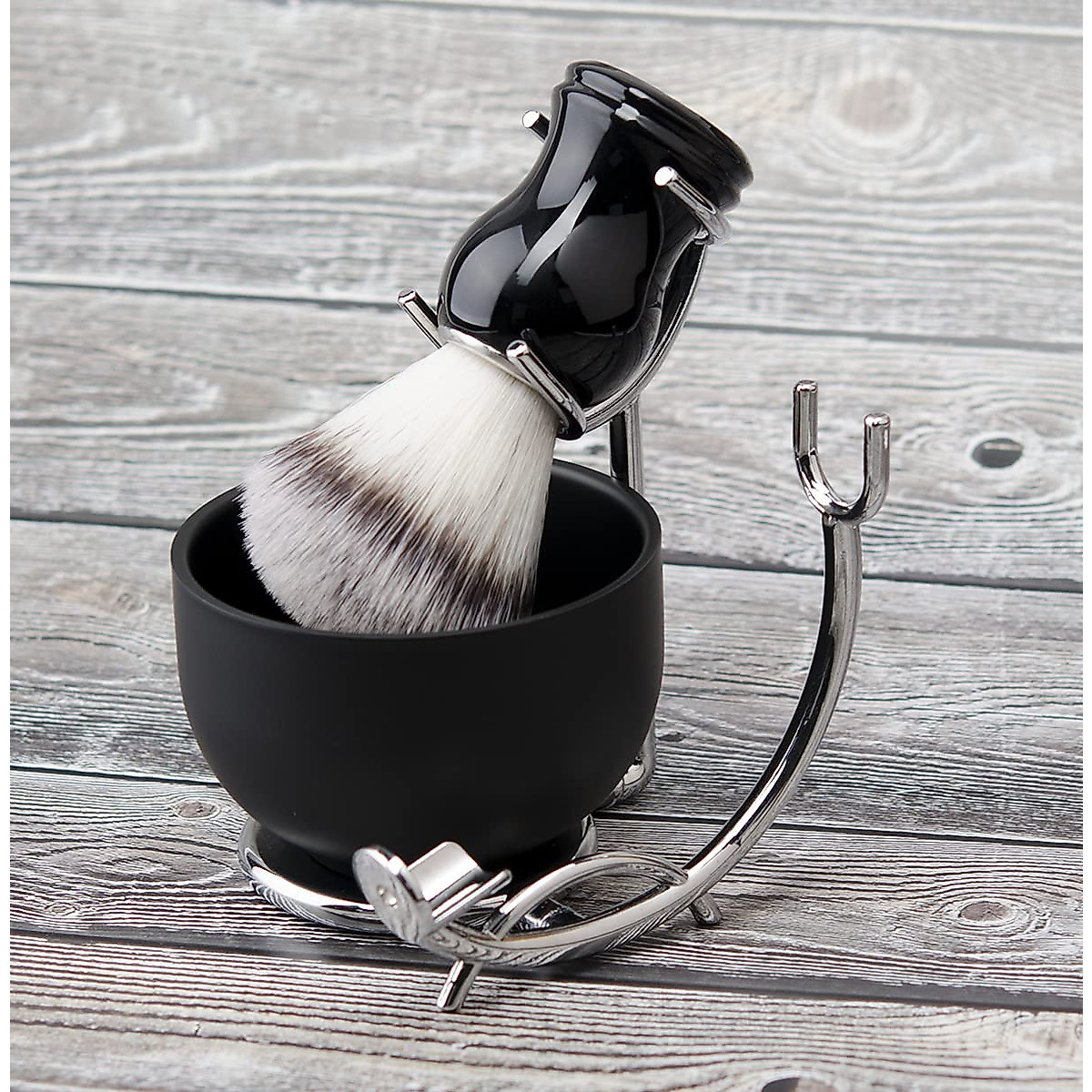 Grandslam Shaving Brush and Bowl Kit for Men, 3 in 1 Shaving Brush Set, Stainless Steel Shaving Bowl and Stand, Shaving Brush, Shaving Kit for Men