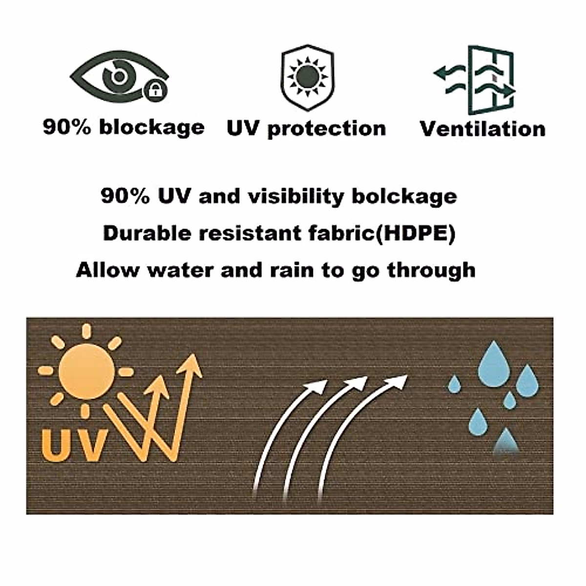 Abrotain Shade Cloth Privacy Screen 9'9"x13' Patio Shades Cover Outdoor Sun Shade Sail Wind Blocker Sunshades Blinds for Patio Gazebo Carport Garden Pergola Cover Canopy