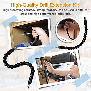 4 Pack Flexible Drill Bit Extension, 11.6 inch Superbit Screwdriver Flexible, Bendable Flexible Drill Bit Extension, Super Bit Flexible Shaft Extension Bits (Black)