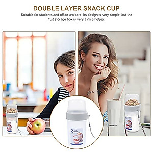 Zerodeko Breakfast on The Go Cups Portable Yogurt Cups Large Capacity Sealed Double Layer Food Container for Cereal Oatmeal Fruit