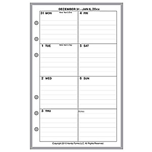 2023 Weekly & Monthly Planner for Compact Size notebooks by Franklin-Covey Compact Size, and Others. 1 Page Per Week, 2 Pages Per Month, Week Starts on Monday. Style D, with Lines.