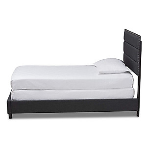 Baxton Studio Ansa Modern and Contemporary Dark Grey Fabric Upholstered Twin Size Bed