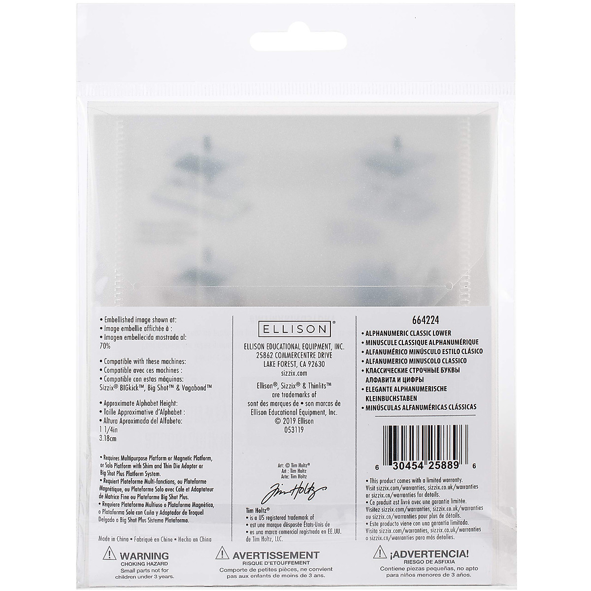 Sizzix Thinlits Die Set 96 Pack Alphanumeric Classic Lower Case by Tim Holtz, Multicolor
