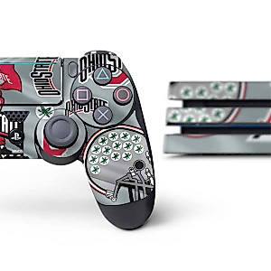 Skinit Decal Gaming Skin Compatible with PS4 Pro Console and Controller Bundle - Officially Licensed Ohio State University Ohio State Pattern Design