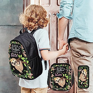 SENROLAN Sloth Backpack Set Sloth Backpacks+Lunch Bag With Holder+Pencil Case 3 Pieces Branch School Book Bag Travel Hiking For Girls Boys Men Women …