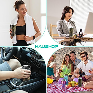 HAUSHOF 20 oz Tumbler, Stainless Steel Vacuum Coffee Tumbler, Durable Insulated Tumbler Cups for Hot and Cold Drinks, Portable Water Tumbler with Lid for Office, Camping, Sports