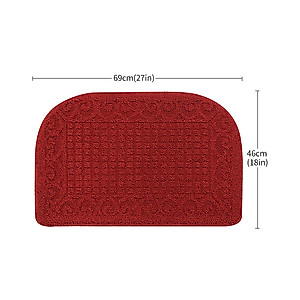 COSY HOMEER 27X18 Inch Anti Fatigue Kitchen Rug Mats are Made of 100% Polypropylene Half Round Rug Cushion Specialized in Anti Slippery and Machine Washable,Burgundy (2 pcs)