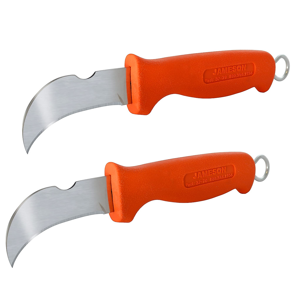 Jameson 32-70-O-2PK Hawkbill Cable Splicer Skinning Knife with Orange Handle 2-Pack