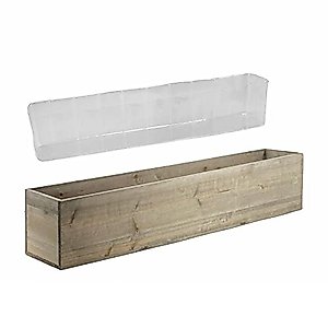 CYS EXCEL Rectangle Wood Planter Box with Removable Plastic Liner (H:6" Open:35"x6") | Multiple Size Choices Wood Rectangular Planter | Indoor Decorative Window Box