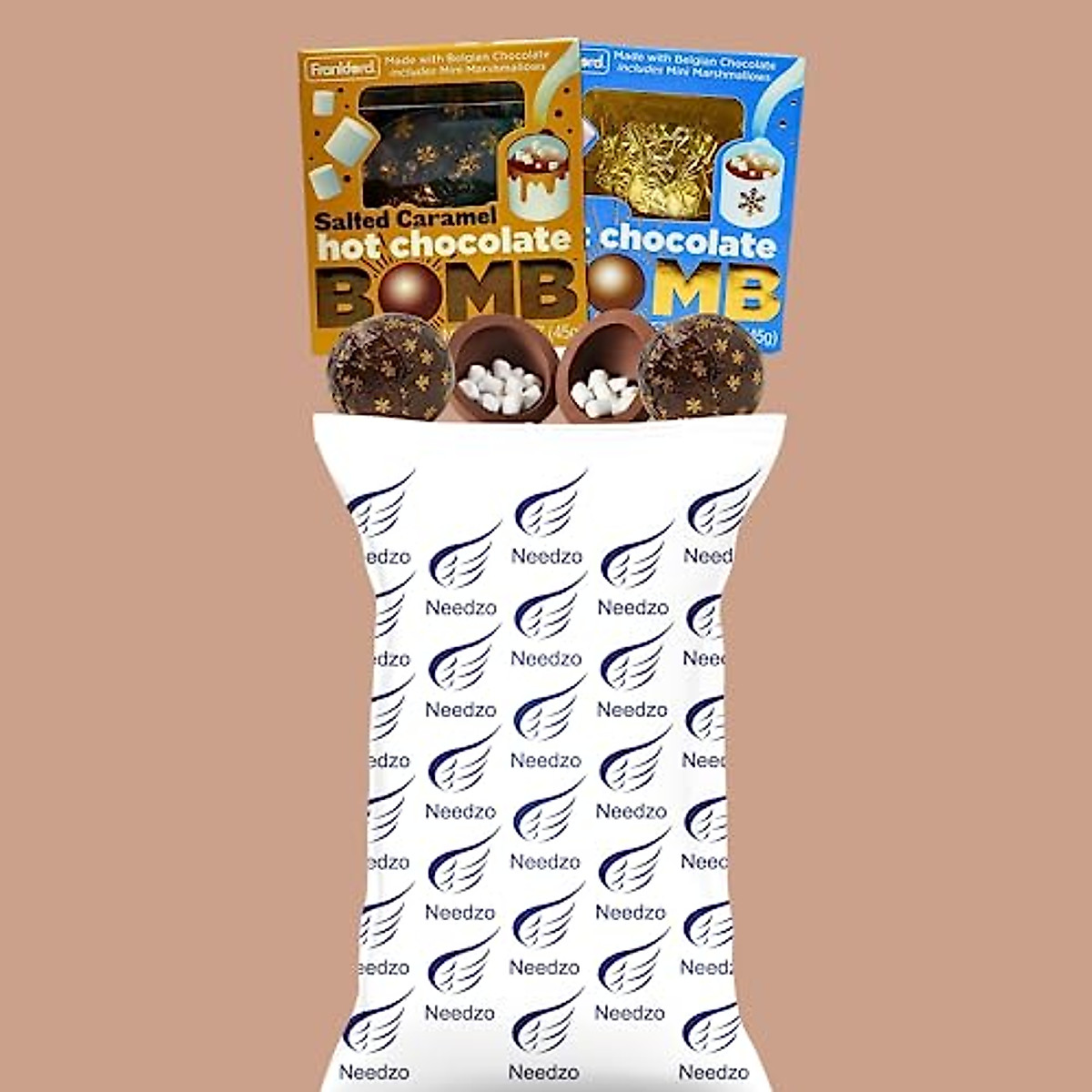 Hot Chocolate Melting Balls Assorted Flavor with Salted Caramel and Milk Mini Marshmallows Inside, Cute Candy Party Favor Pack Size, 1.6 Ounce