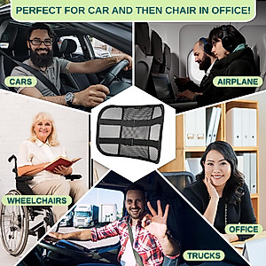 Lumbar Support with Breathable Mesh Layers and Double Sturdy Adjustable Straps, Comfortable Ergonomic Backrest for Office Chair and Car Driver Seat, Posture Cushion and Lower Back Support Pain Relief