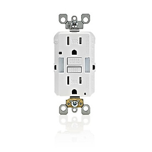 Leviton GFNL1-W Self-Test SmartlockPro Slim GFCI Tamper-Resistant Receptacle with Guidelight and LED Indicator, 15-Amp, White