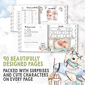 Newborn Baby Keepsake Set Bundle - Baby First 5 Years Memory Book & Baby Handprint Footprint Keepsake Photo Frame - Baby Nursery Art Kit and Journal for Baby Boys & Girls