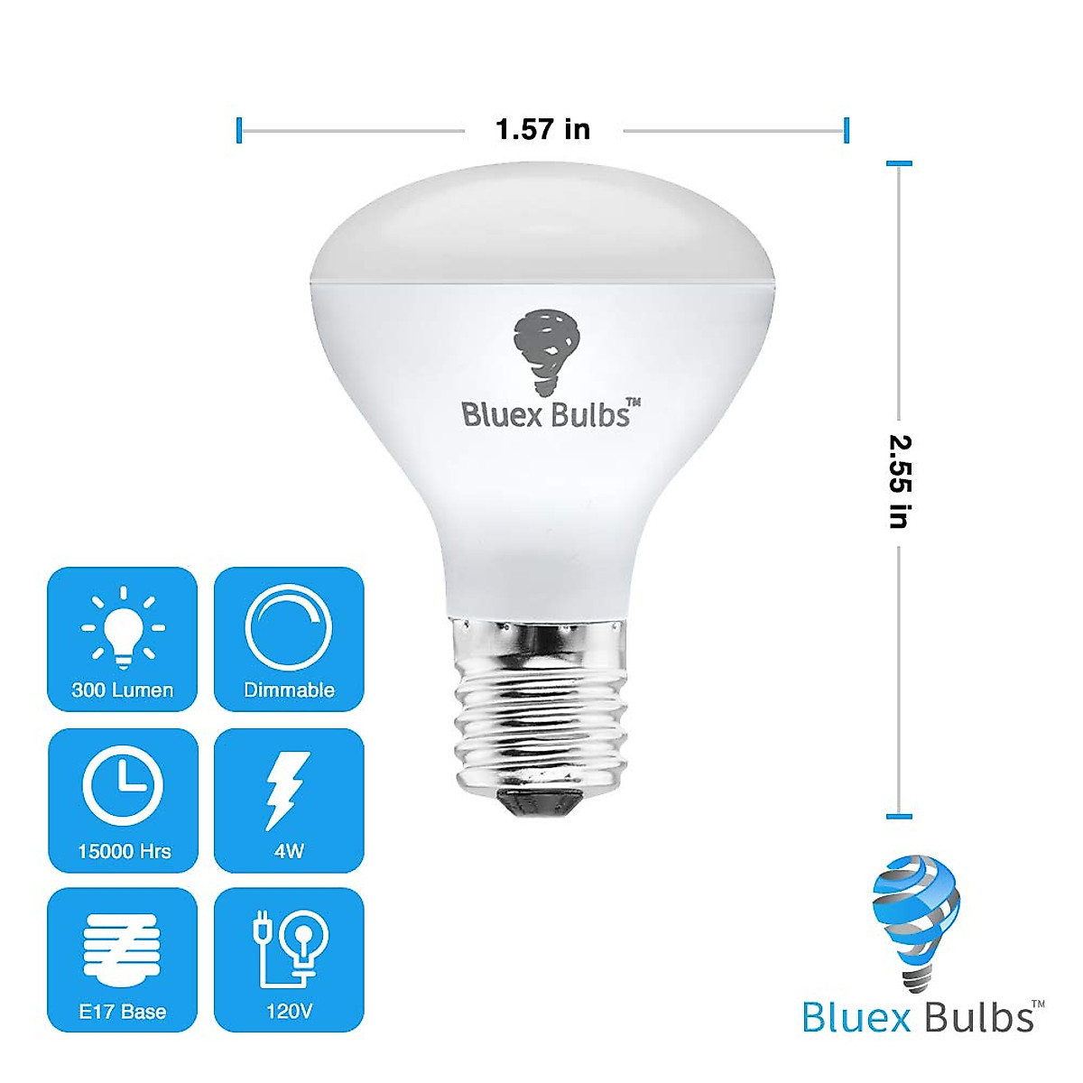 4 Pack R14 LED Bulb 4W E17 Base Mini Reflector Floodlight Light Bulb Dimmable 2700K Warm White - 40W Equivalent - e17 LED Bulb Dimmable E17 Intermediate Base Mini Light Bulbs, Curio Cabinet Light Bulb