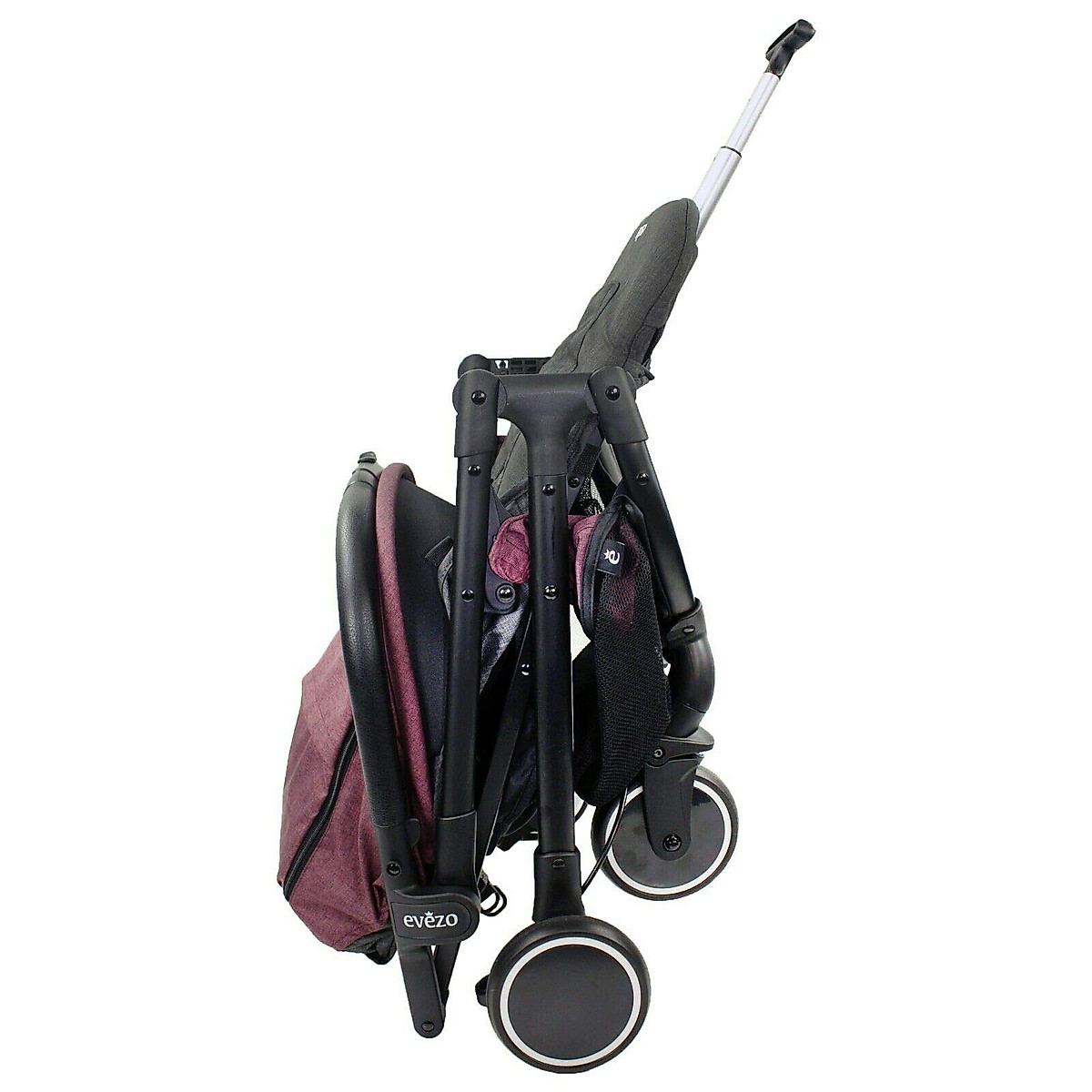 Evezo Channy Lightweight Roll 'N' Go Folding Travel Stroller- Gray (Dusty Rose)