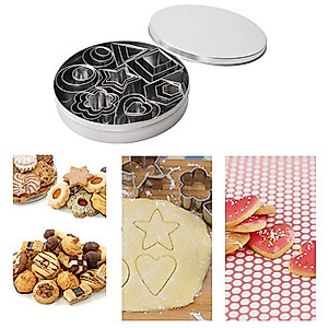 24-Piece Stainless Steel Mini Geometric Shaped Cookie Biscuit Cutter Set Square Heart Triangle Round Flower Star Baking Metal Molds to Cut Out Pastries,Dough,Pie Crust,Fruit,Fondant & Clay(Hexagon)