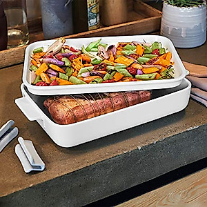 Villeroy & Boch Clever Cooking Rectangular Serving Plate/Lid, 12.5 x 8.5 in, Premium Porcelain, White