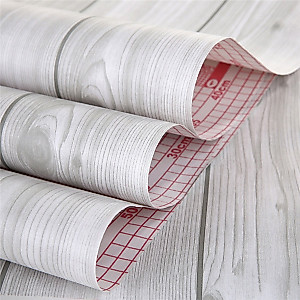 Self Adhesive Rustic Gray Wood Plank Shelf Drawer Liner Contact Paper for Kitchen Cabinet Dresser Table Furniture Wall Door Decal Sticker 17.7x78.7 Inches