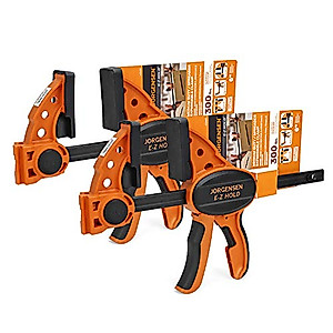 Jorgensen 6" One Hand Clamp/Spreader, 300 Lbs Clamping Force, E-Z Hold Bar Clamps Set, Medium Duty, 2-pack