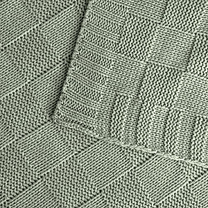MILVOWOC Sage Knitted Throw Blanket Soft Checkered Throw Blanket Cozy Cable Knit Throw Blanket Woven Decorative Throw Blankets 50x60 Throw Blanket for Sofa Couch Bed Living Room