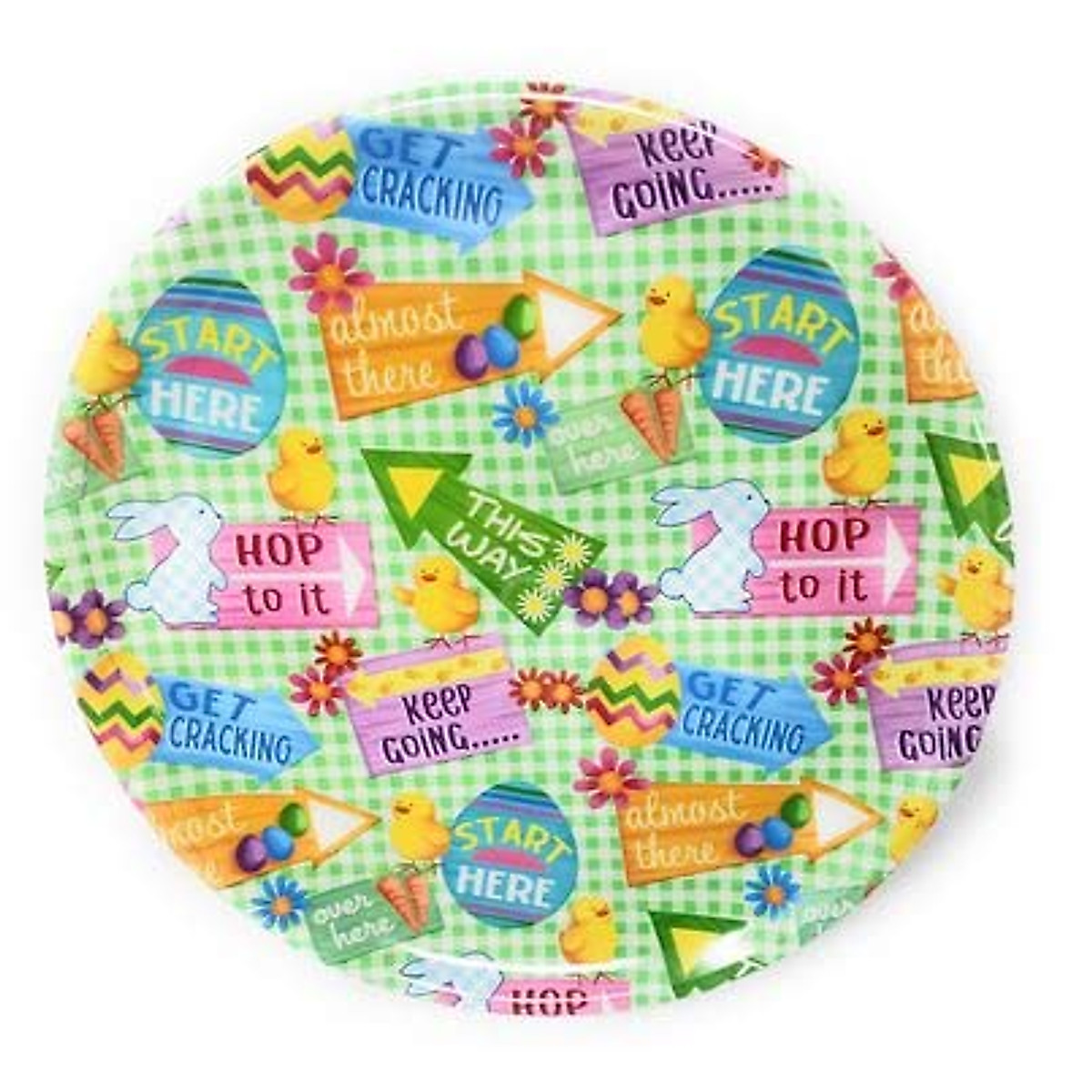Ja'cor Round Easter Serving Platter 13.5" Large Melamine Platters Trays Reusable Plastic Plates for Parties Entertaining, BPA Free Decorative Easter Eggs Design Kichen Dinnerware