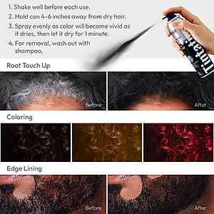 RED by Kiss Tintation Temporary Hair Color Spray, Instant Gray Root Cover Up, Water-Resistant, Smudge-Proof, Easy Wash Out, Hairline & Barber Touch-Up, Quick Dry (Black)