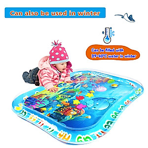 SUNSHINE-MALL Baby Play Water mat, Tummy Baby Toys with BB Call, Fun Early Development Activity Play Center for Newborn (100 x 80 cm), Blue