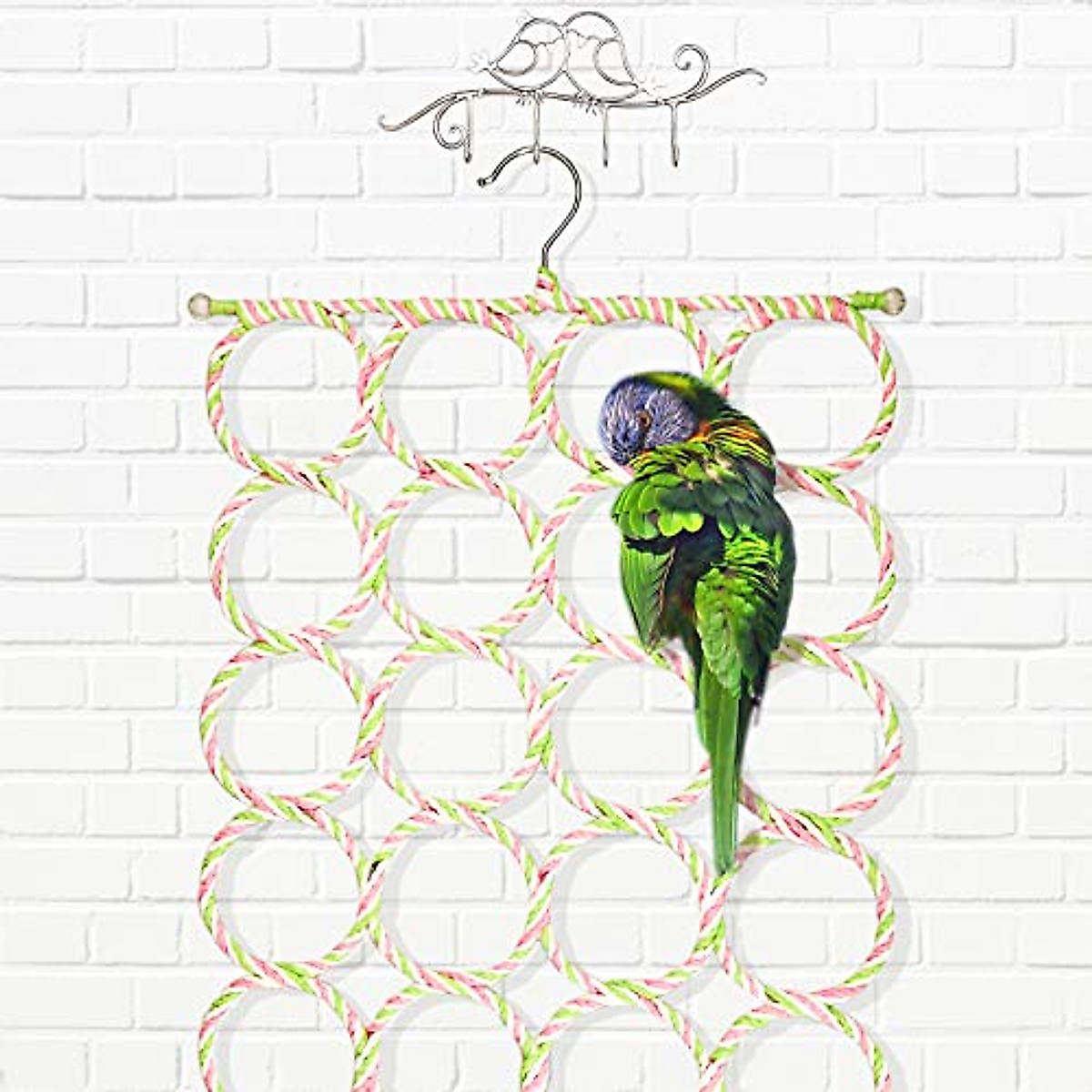 2 Packs Parrot Swing Hanging Toys, Bird Climbing Rope Net Ladders Small Medium Pet Activity Toy Suitable for Parakeet,Cockatiel,Cockatoo,Conure,Mini Macaw（Random Color ） (Style-1)