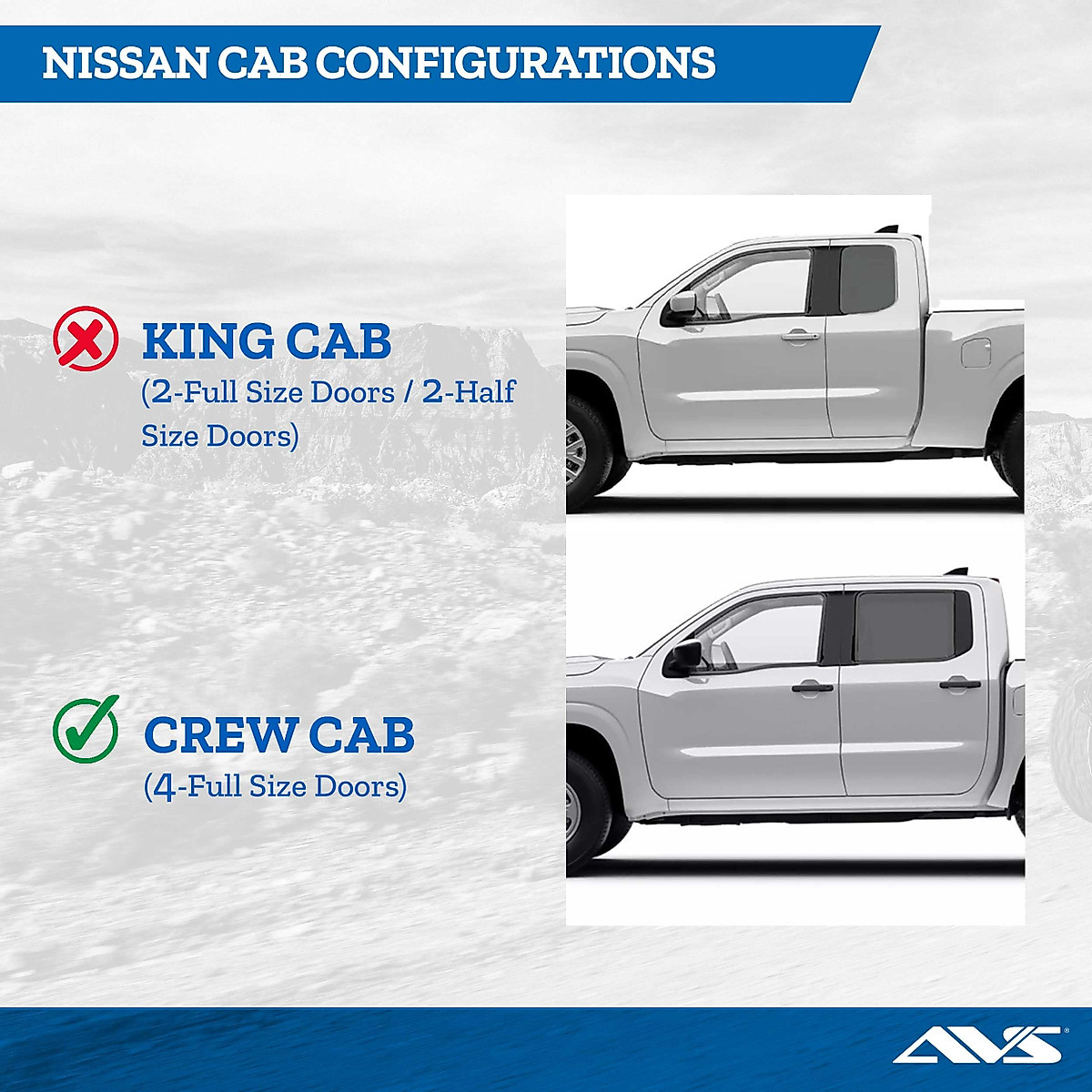 Auto Ventshade [AVS] Ventvisor / Rain Guards | Outside Mount, Smoke Color, 2 pc | 92823 | Fits 2004 - 2015 Nissan Titan King Cab