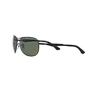 Ray-Ban Men's RB3519 Aviator Sunglasses, Matte Black/Green Polarized, 59 mm