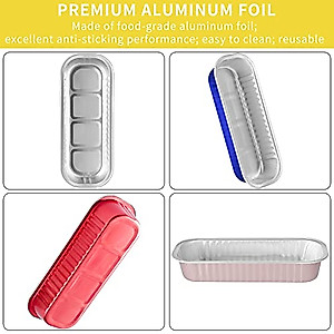 HEYYUMI Disposable Mini Loaf Pans with Lids, 50pcs 6.8oz Aluminum Foil Narrow Cake Pans,Rectangle Cupcake Baking Cups Ramekins Tins Liners Containers Flans for Bread Muffin Brownie Cheesecake(Gold)