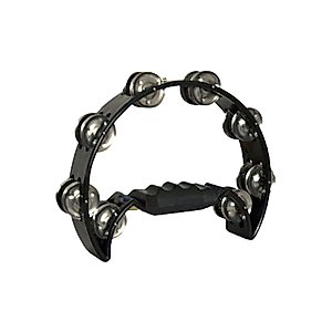 DD Half Moon Tambourine -Black Double Row Cutaway