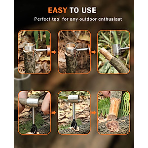 BURTOK Bushcraft Hand Auger Wrench, Heavy-Duty Scotch Eye Wood Auger, Hand Auger Wood Drill, Manual Hole Maker Multitool with Leather Case for Camping, Outdoor, Hiking