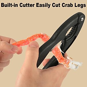 4pcs Crab Crackers and Tools, Multifunctional 3-in-1 Crab Leg Crackers Lobster Crackers Seafood Crackers and Tools with Fork/Spoon/Pick for Crab Leg Nuts Walnut Seashells (Black)