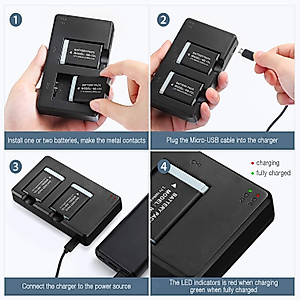 NB-13L Battery 2 Pack Replacement Li-ion Batteries and USB Dual Charger Set Compatible with PowerShot G1X G5X G7 X G7X Mark 2 II III G9 X G9X SX620 SX720 SX730 SX740 HS Digital Camera