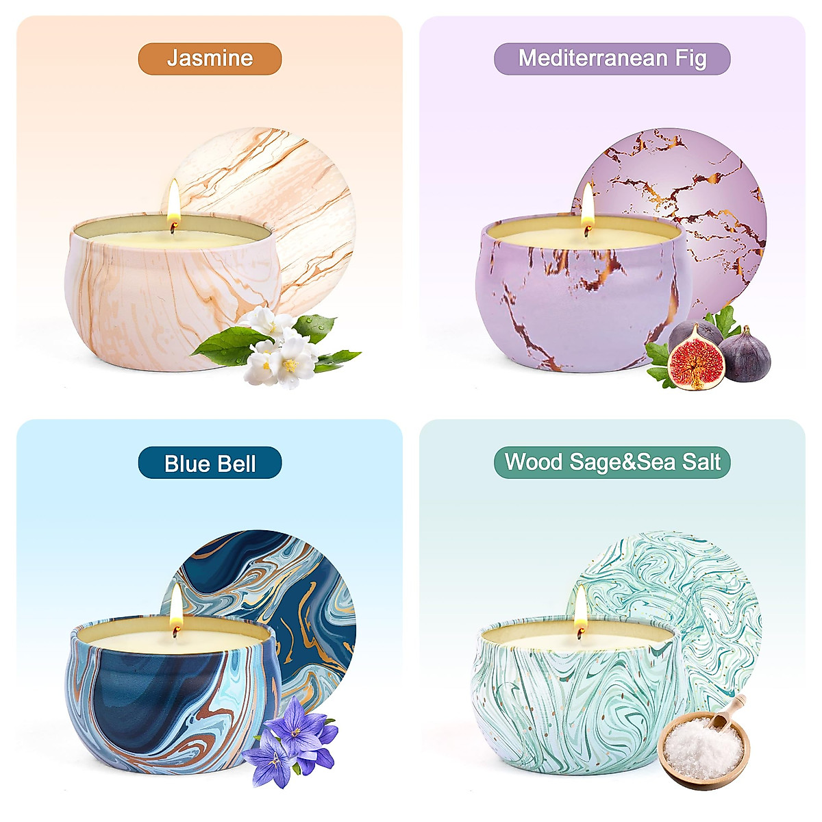 Christmas Candle Gifts - Scented Candles Gifts Set for Women, 4 Packs Aromatherapy Candles for Home Scented, 120H Long Burning Natural Soy Wax Candles Set for Birthday, Mother's Day, Valentine's Day