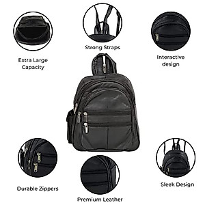 Liberty Leather Carry on Sheep Nappa Leather 10" Mini Backpack Purse I Multi Pocket Casual School Bookbag Daypacks for Women I Lightweight College Office Travel Bag Purse (Small Size)