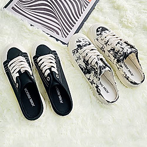 Women Slip On Mules Sneakers Canvas Slipper Shoes Low Tops Backless Walking Shoes