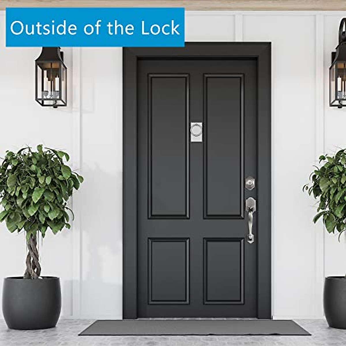 NeuType Front Door Lock Set Silver Front Door Handle Sets with Deadbolt Lock Set Door Entry Door Locksets Single Cylinder HandleSet Curved Handle Lower Half Grip Round Knob Satin Nickel