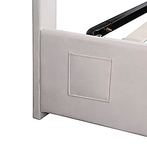 LUMISOL Lift Storage Bed Queen Size, Upholstered Platform with LED Light Bluetooth Player and USB Charging Tufted Headboard, Bed Frame with a Hydraulic Storage and Slat Support, Beige