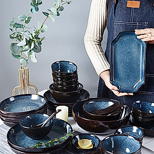 GagalU Porcelain Dinnerware SetDark Night Starry Sky56 Pieces Light Luxury Dinnerware Set Service for 6-8, Anti-Scalding Ceramics Bowl and Plate Combination