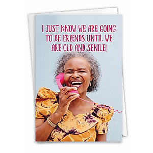 NobleWorks - 1 Funny Card for Birthdays - Grandparents Humor, Bday Notecard Stationery - Old Friends C9344BDG-ET