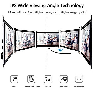 7 Inch Touch Screen Monitor for Raspberry Pi, Portable IPS Display HDMI 1024 * 600 Touchscreen with Acrylic Case, Second Monitor for Gaming Consoles/PC/Camera/Win OS