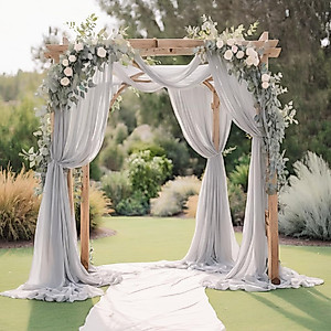 Barcelonetta | Chiffon Fabric | Decoration, Drapery Fabric | Wedding, Gender Reveal, Baby Shower, Birthday | for Arbor, Arch, Canopy, Table and Chair Decoration (Light Grey, 5 Yards)