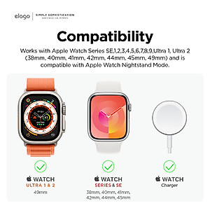 elago W2 Charger Stand Compatible with Apple Watch Series Ultra2/Ultra/9/8/7/6/SE/5/4/3/2/1/SE (49mm, 45mm, 44mm, 42mm, 41mm, 40mm, 38mm), Durable Silicone, Compatible with Nightstand Mode