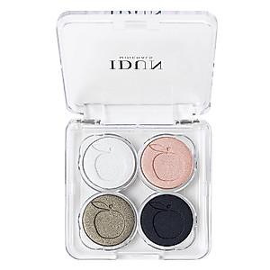 IDUN Minerals Eyeshadow Palette with Mirror - Vitsippa - Swedish Eye Makeup - 4 Mineral Eyeshadow Shades of Green, Black, White, Pink - Each 0.03 oz